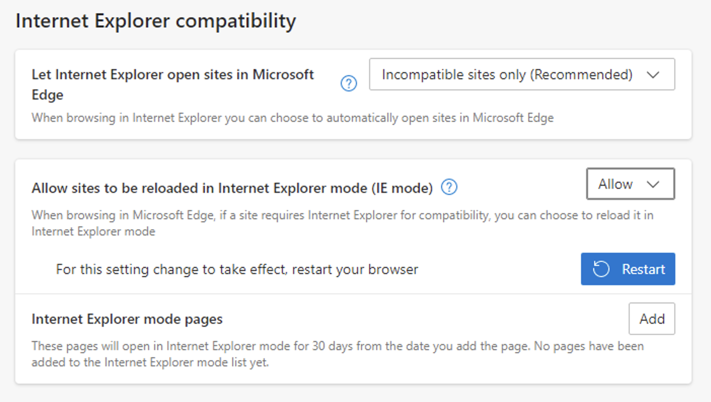 Internet Explorer Mode in Microsoft Edge – Everence Support