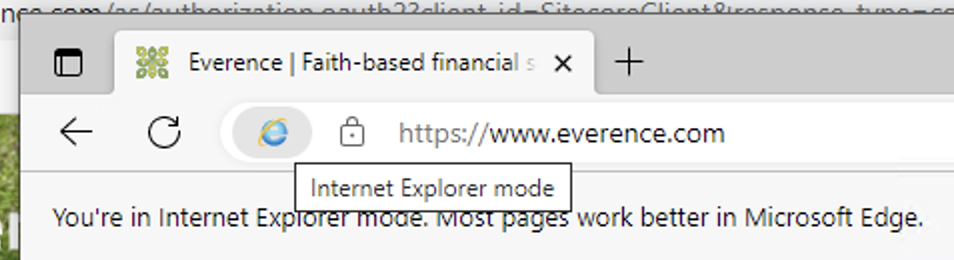 Internet Explorer Mode in Microsoft Edge – Everence Support