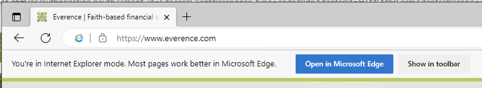 Internet Explorer Mode in Microsoft Edge – Everence Support