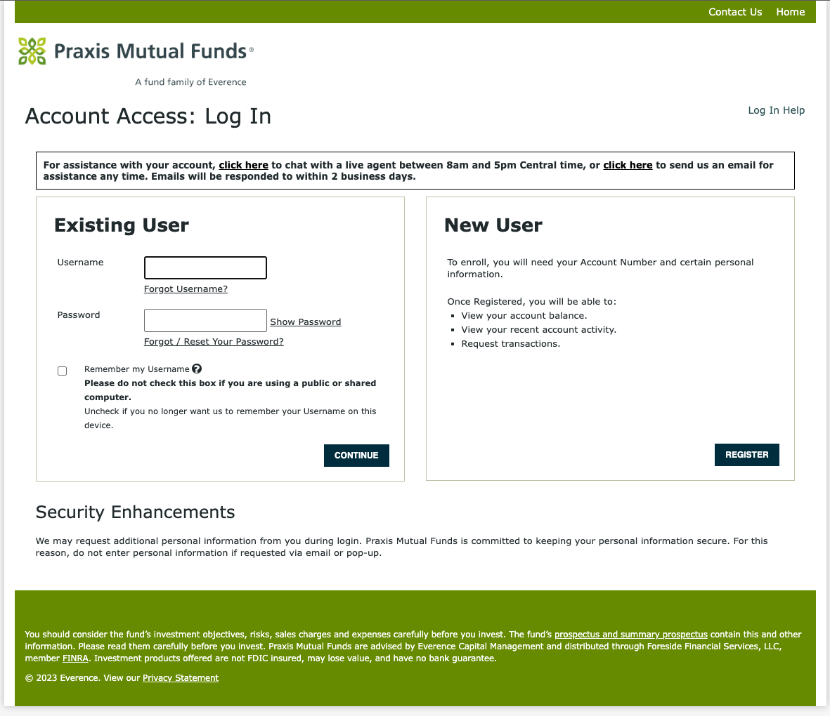 Praxis Mutual Funds Login Access – Everence Support